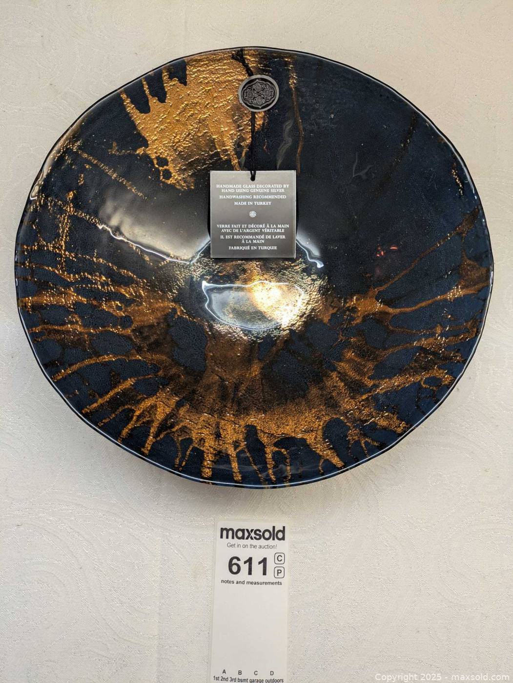 Handmade Turkish glass bowl with silver | Maxsold
