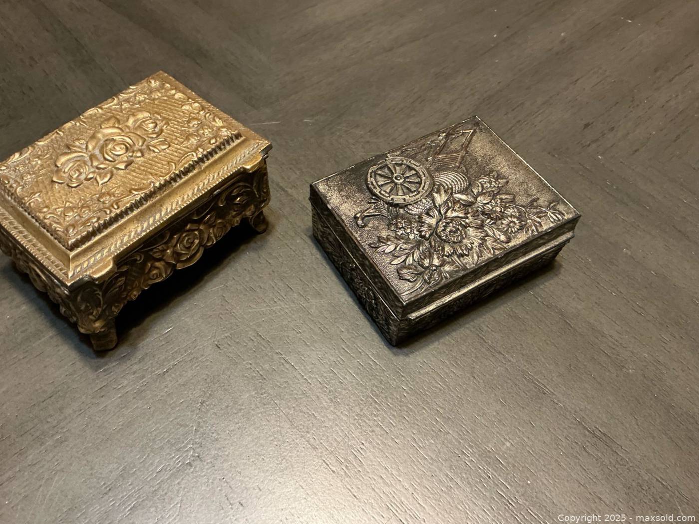 Ornate Brass-Tone And Silver-Tone Trinket Boxes | Maxsold