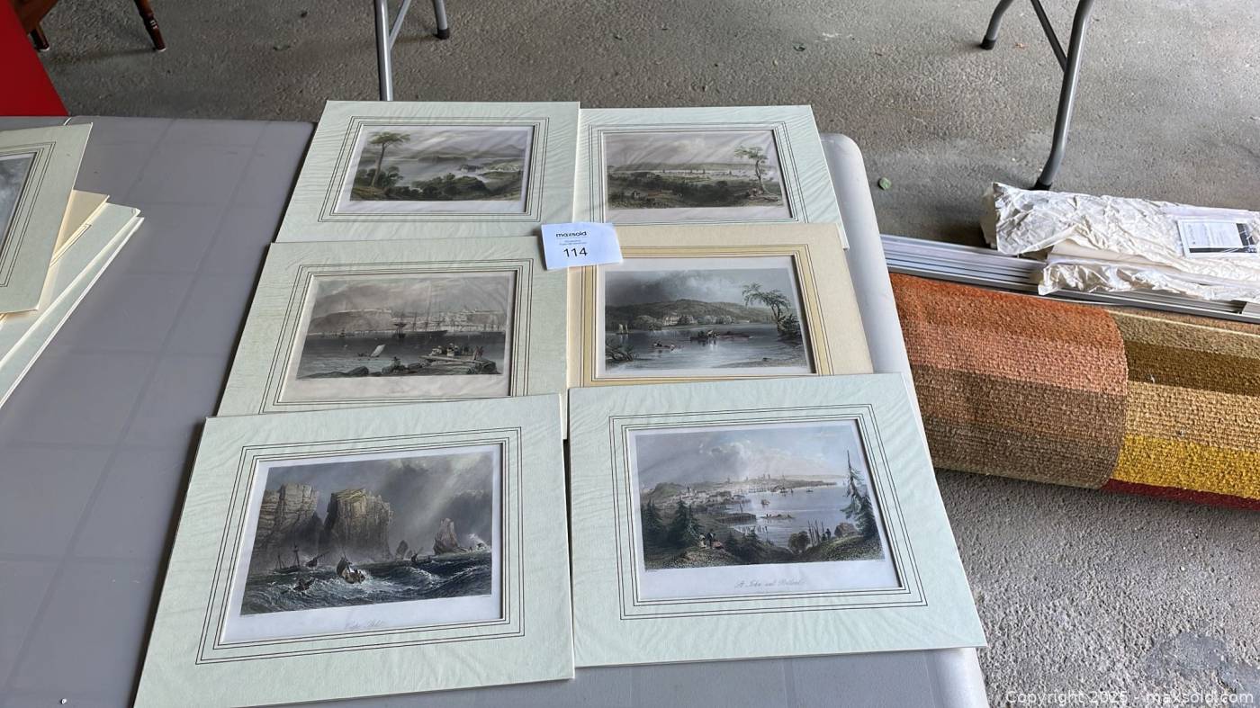 Six matted coastal and harbor scene art prints | Maxsold