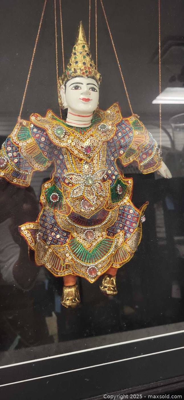 Framed Burmese Yoke Thé Marionette Shadowbox | Maxsold