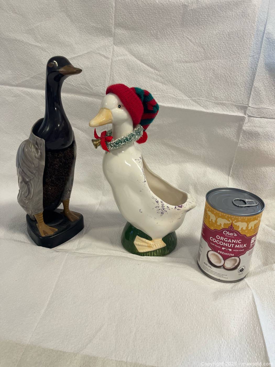 Bakelite Goose Clothes Brush and Ceramic Goose Planter | Maxsold
