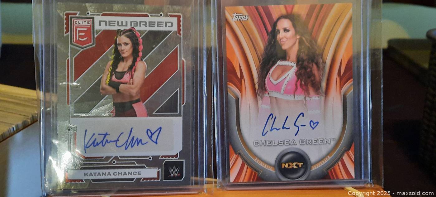 Chelsea Green and Katana Chance autographed WWE trading cards | Maxsold