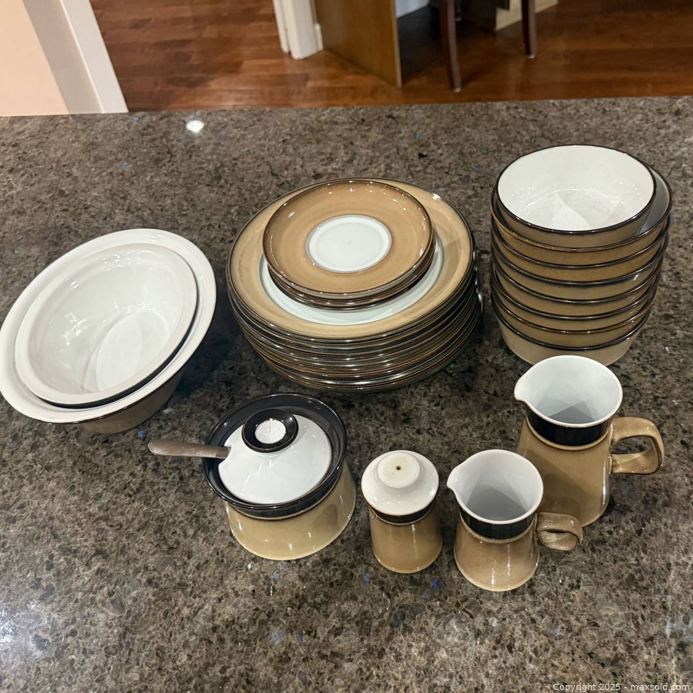 Denby tan enamelware dinnerware set, 45 pieces | Maxsold