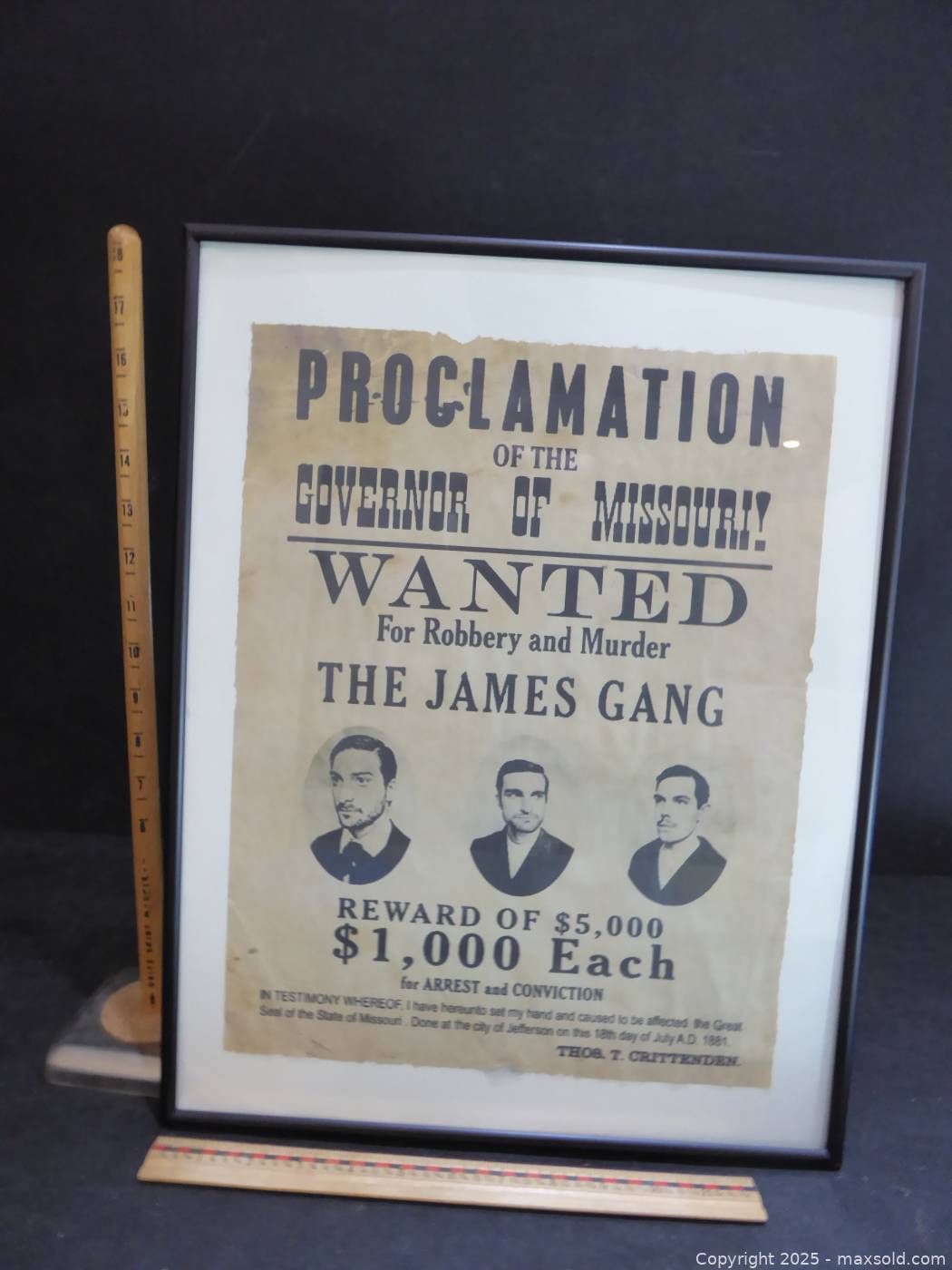 Framed James Gang wanted reproduction poster | Maxsold
