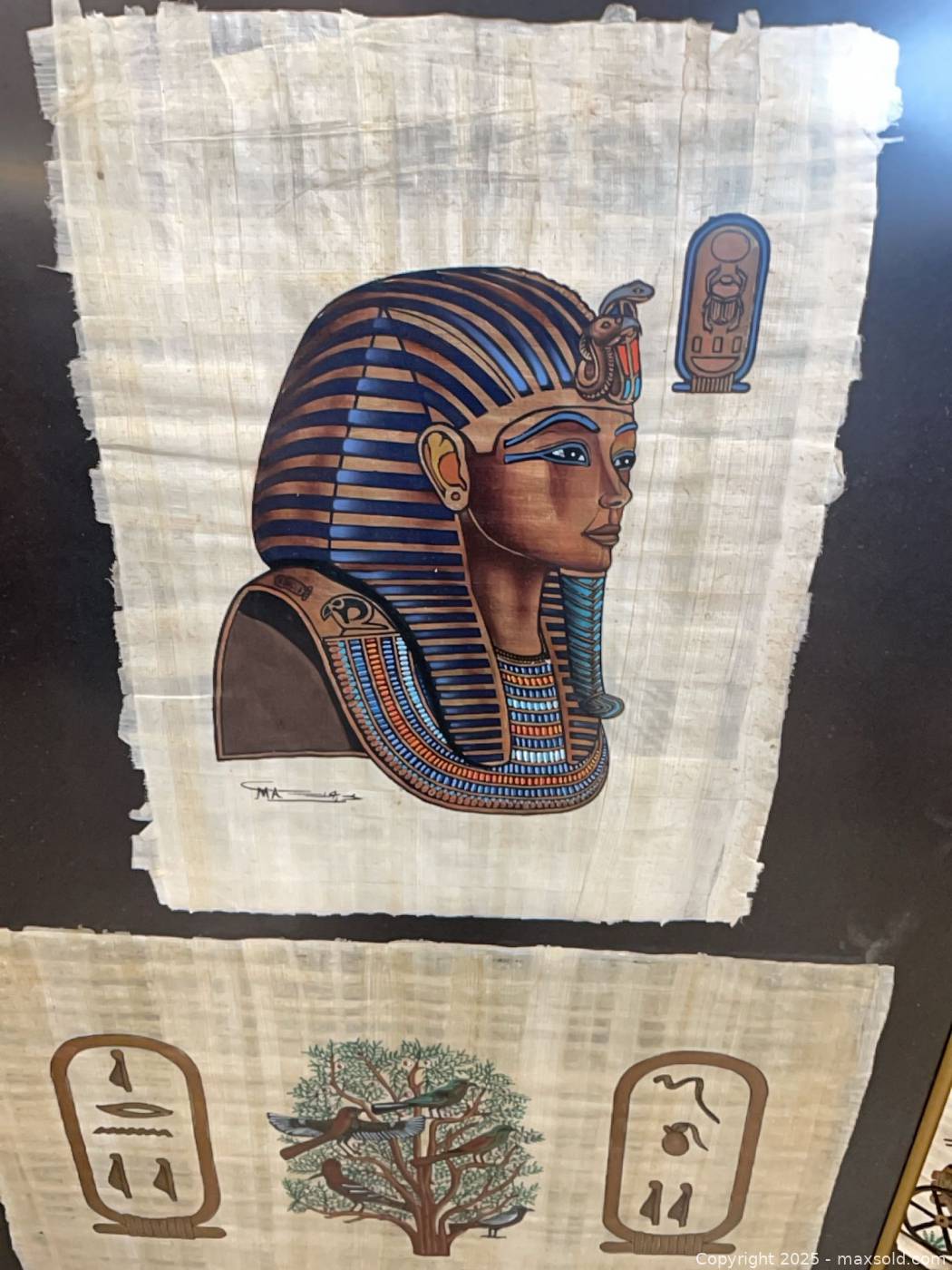 3 framed Egyptian papyrus artworks | Maxsold
