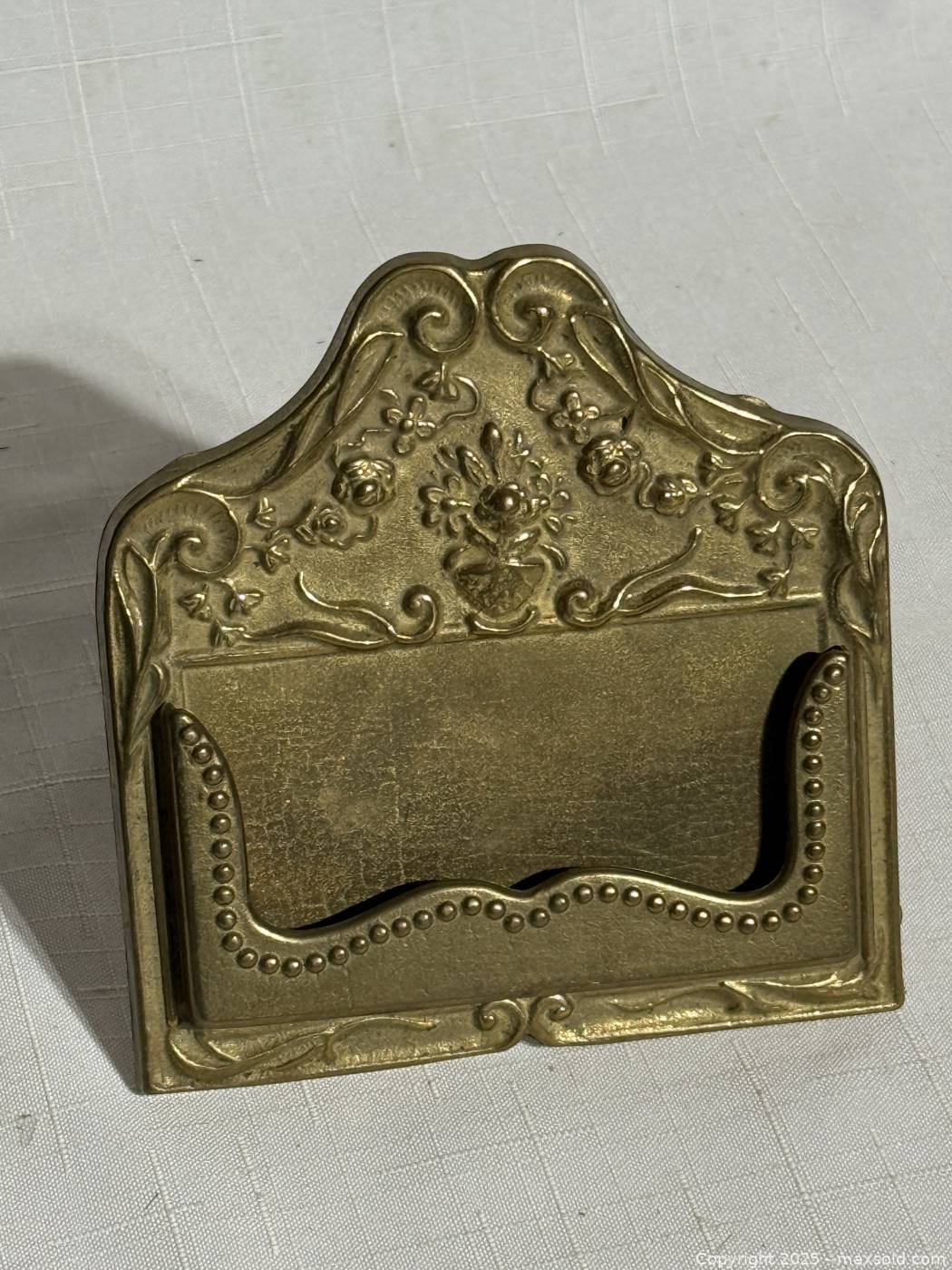 Ornate Solid Brass Art Nouveau Business Card Stand | Maxsold