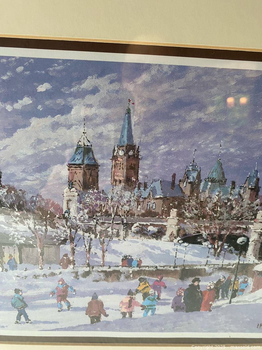 Inge Claussen winter skating scene print | Maxsold