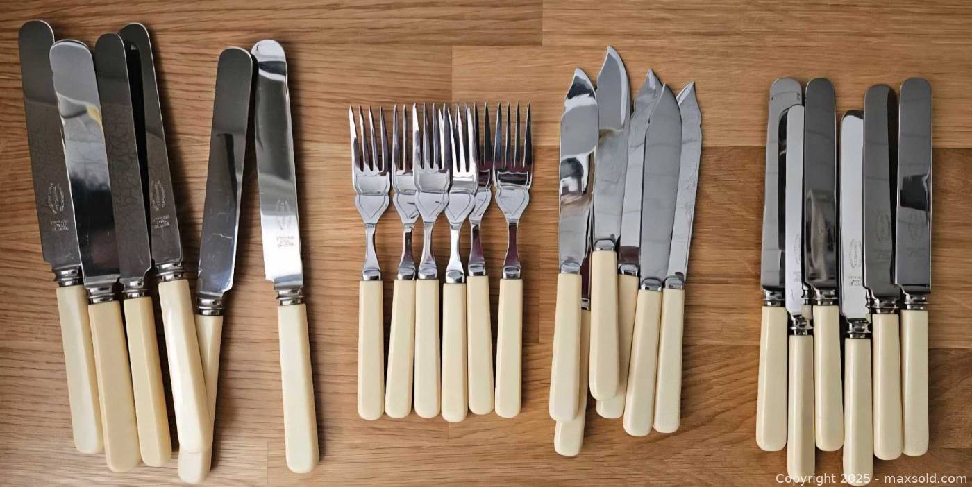 Sheffield stainless steel cutlery, faux bone handles, 24-piece | Maxsold