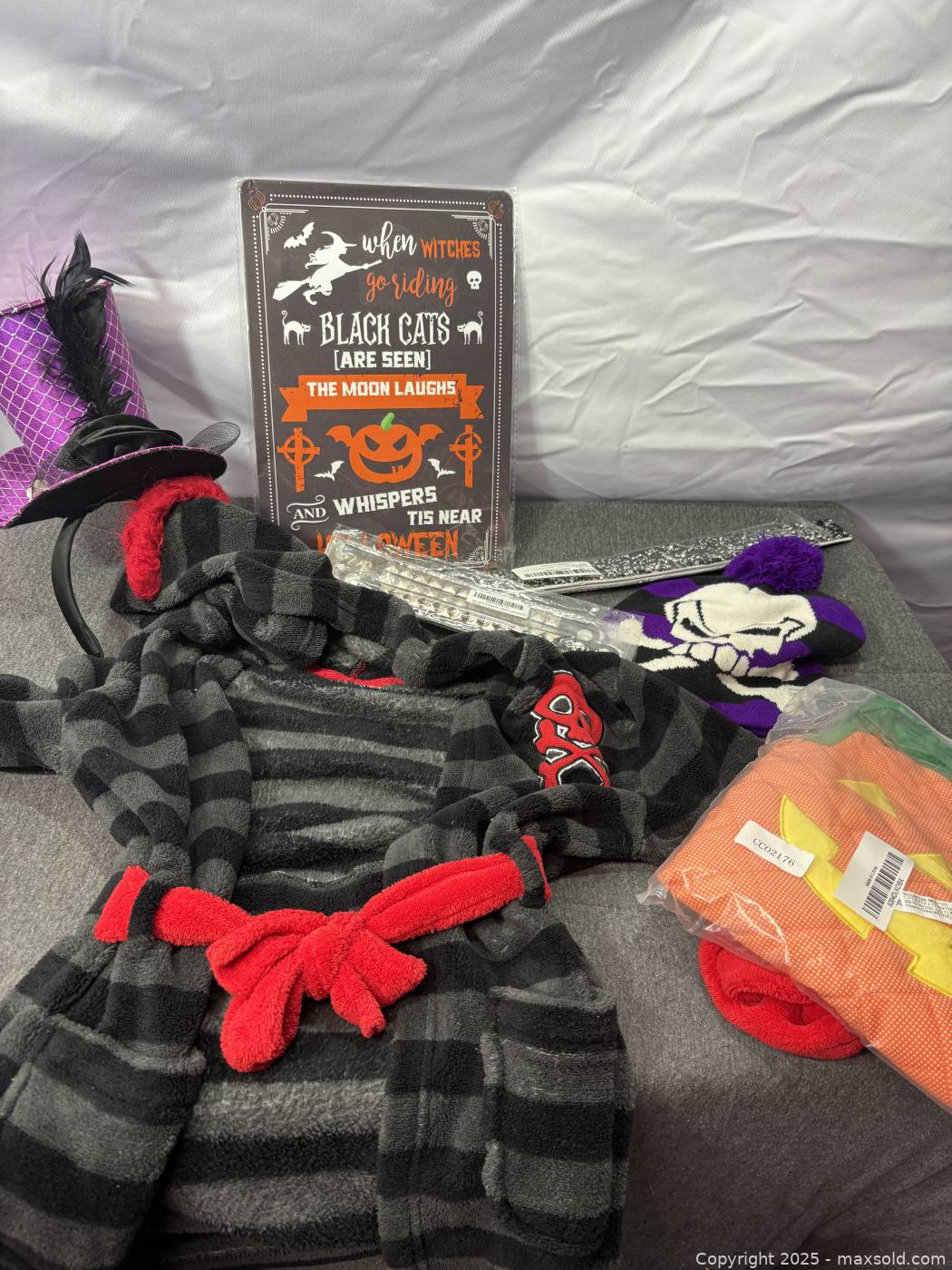 Halloween costumes, sign and accessories | Maxsold
