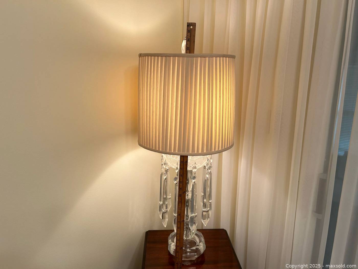 Heavy Cut Crystal Table Lamp with Hanging Prisms and Tri-Light Feature ...