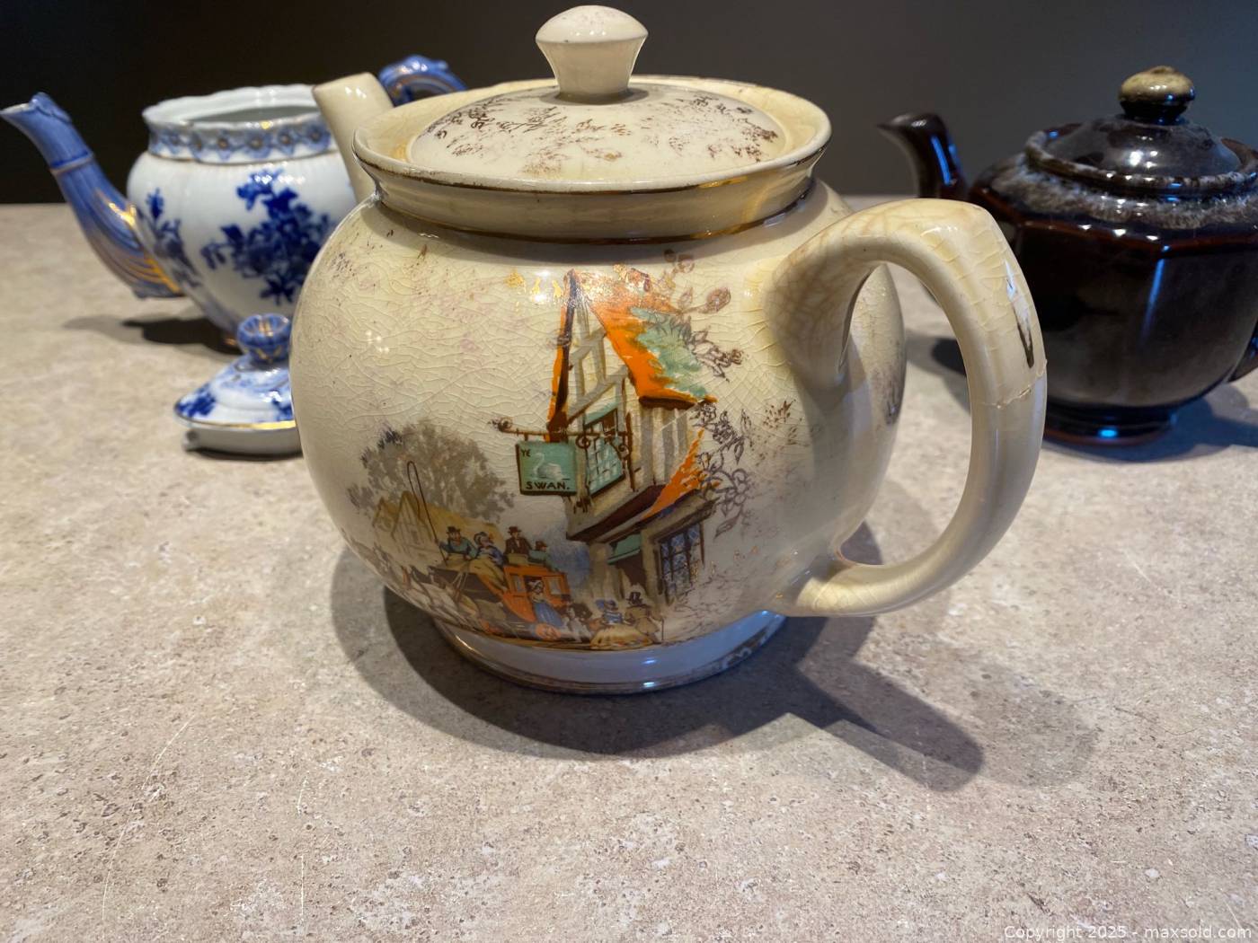 Lot of 3 vintage teapots assorted styles | Maxsold