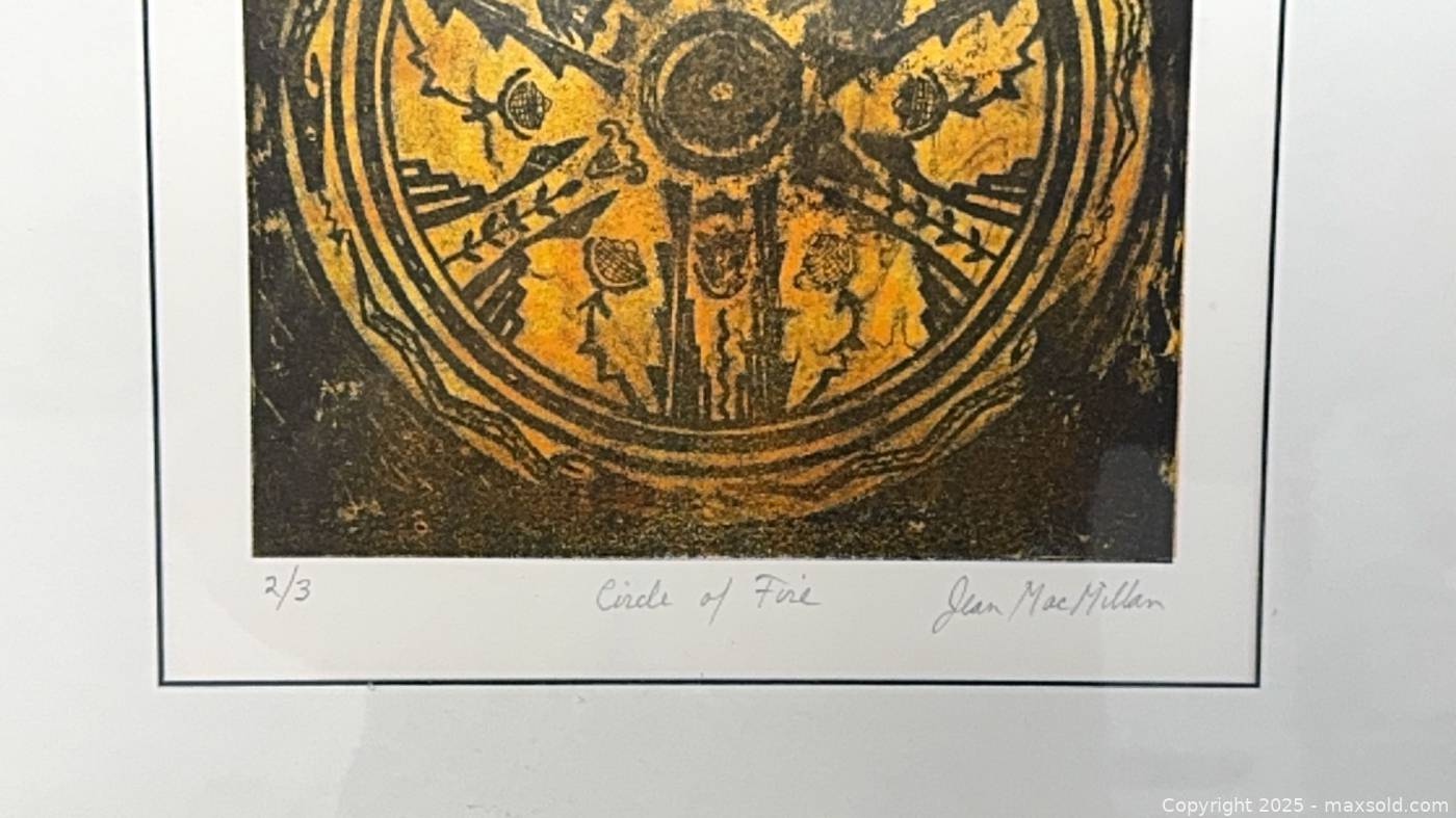 Framed signed limited edition lithograph "Circle of Fire" by Jean ...