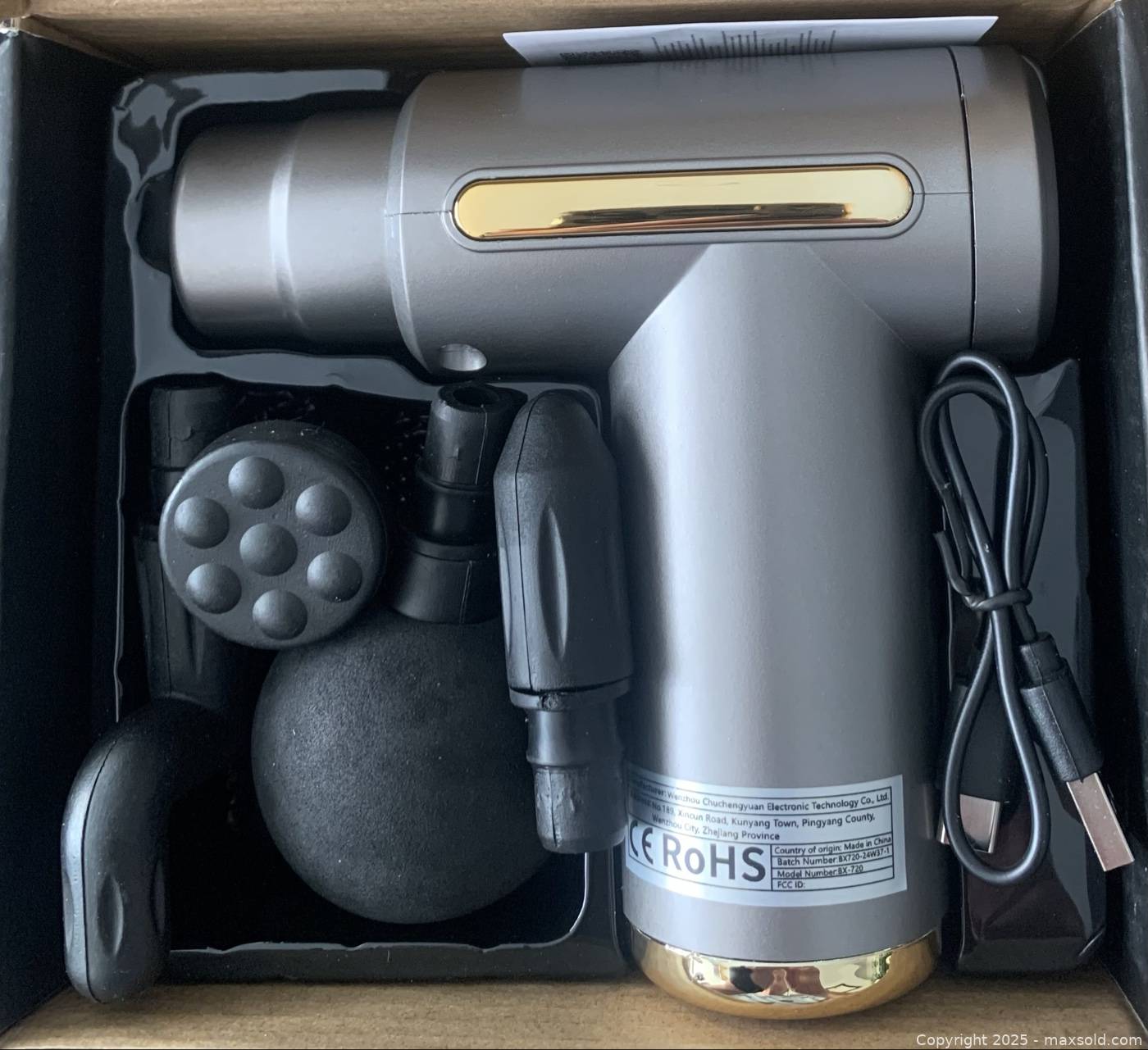 USB Rechargeable Massage Gun with 4 Heads | Maxsold