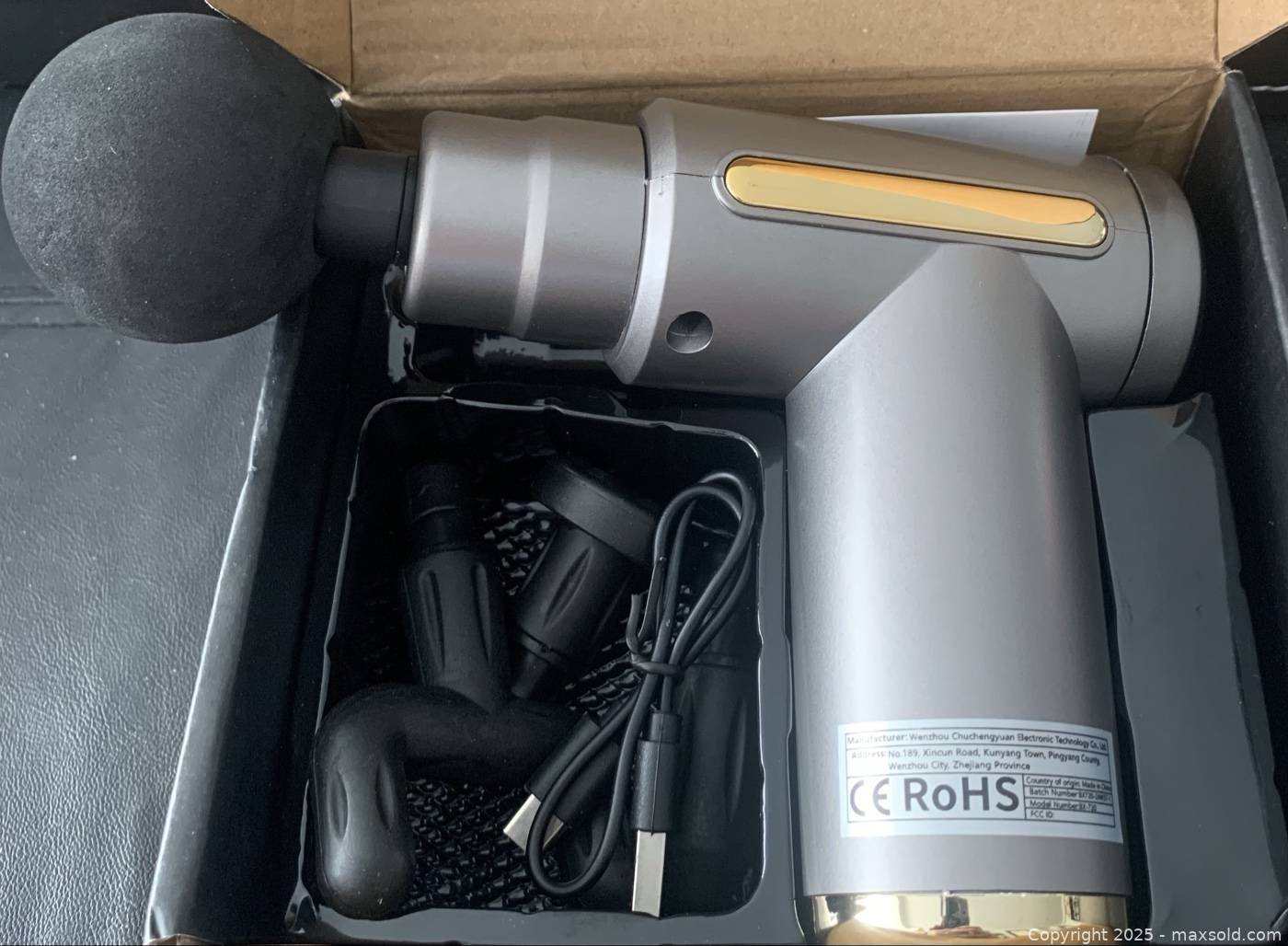USB Rechargeable Massage Gun with 4 Heads | Maxsold
