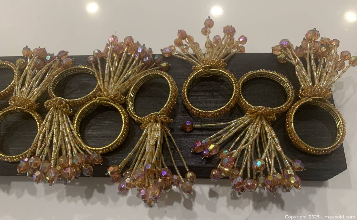 Pier 1 Imports gold-tone beaded napkin rings, 10 | Maxsold
