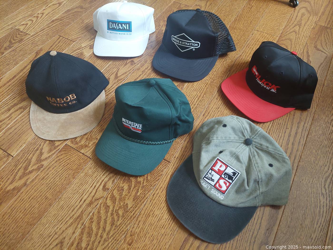 Six promotional baseball caps, various brands | Maxsold