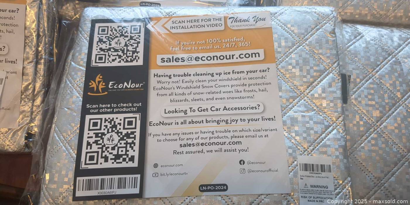 EcoNour windshield snow covers, 11 new | Maxsold