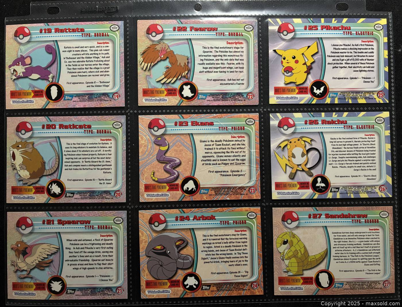 1999 Topps Pokémon cards #19-27 | Maxsold