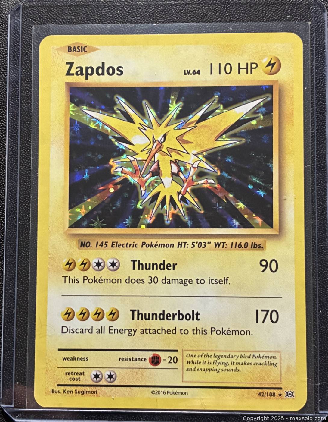 Zapdos Pokémon card 42/108 2016 XY Evolutions | Maxsold