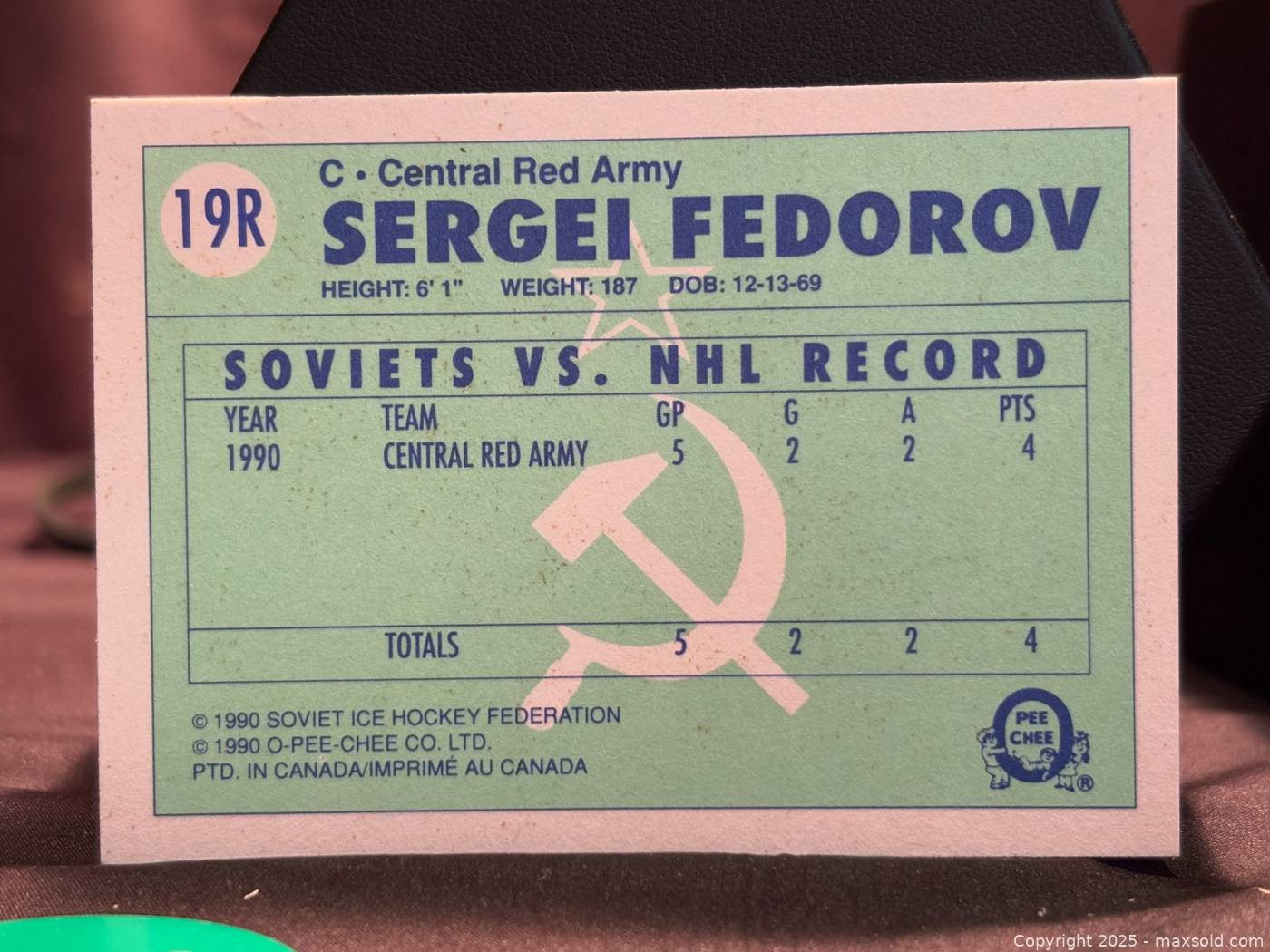 1990-91 O-Pee-Chee Red Army Sergei Fedorov Rookie Card | Maxsold