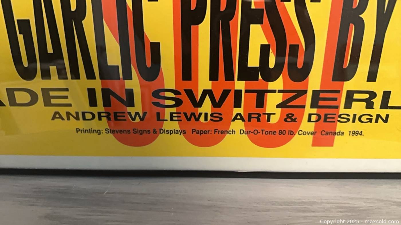 Andrew Lewis 1994 “Susi Garlic Press” poster | Maxsold
