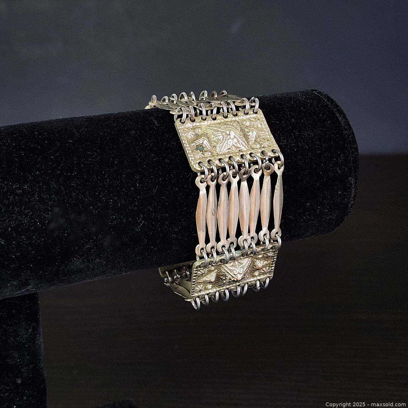 Taxco Mexico 925 Sterling Pyramid Link Bracelet | Maxsold