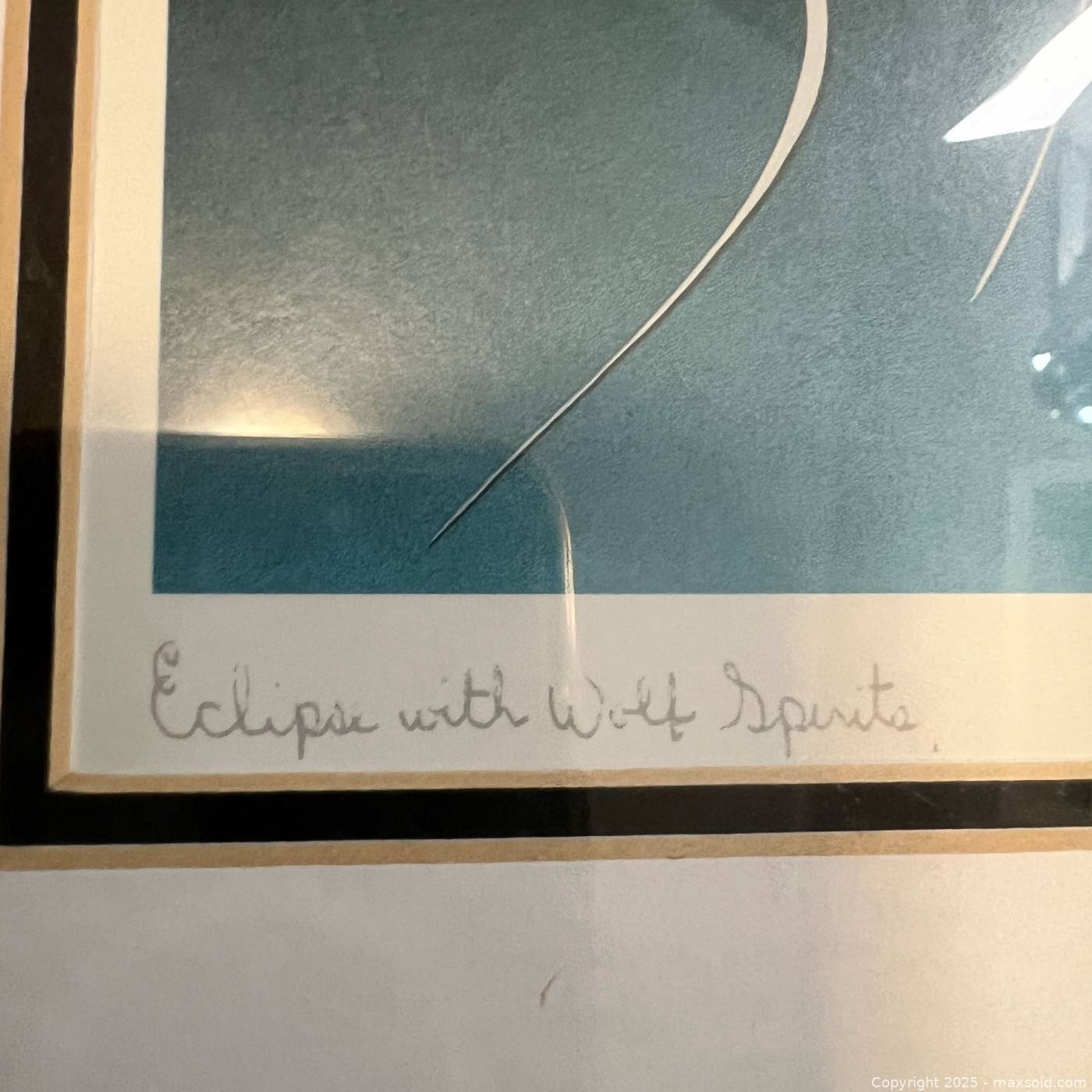 Framed Rick Beaver print Eclipse with Wolf Spirits | Maxsold