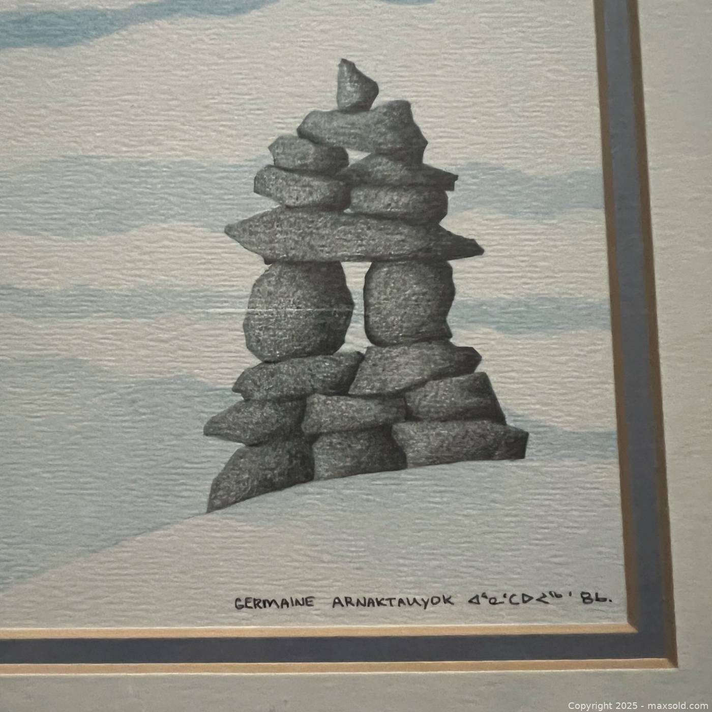 Germaine Arnaktauyok lithograph “Inuksuk” framed | Maxsold