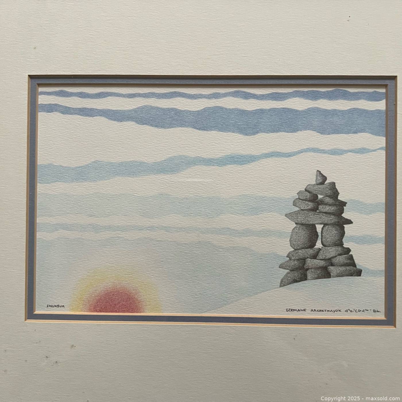 Germaine Arnaktauyok lithograph “Inuksuk” framed | Maxsold