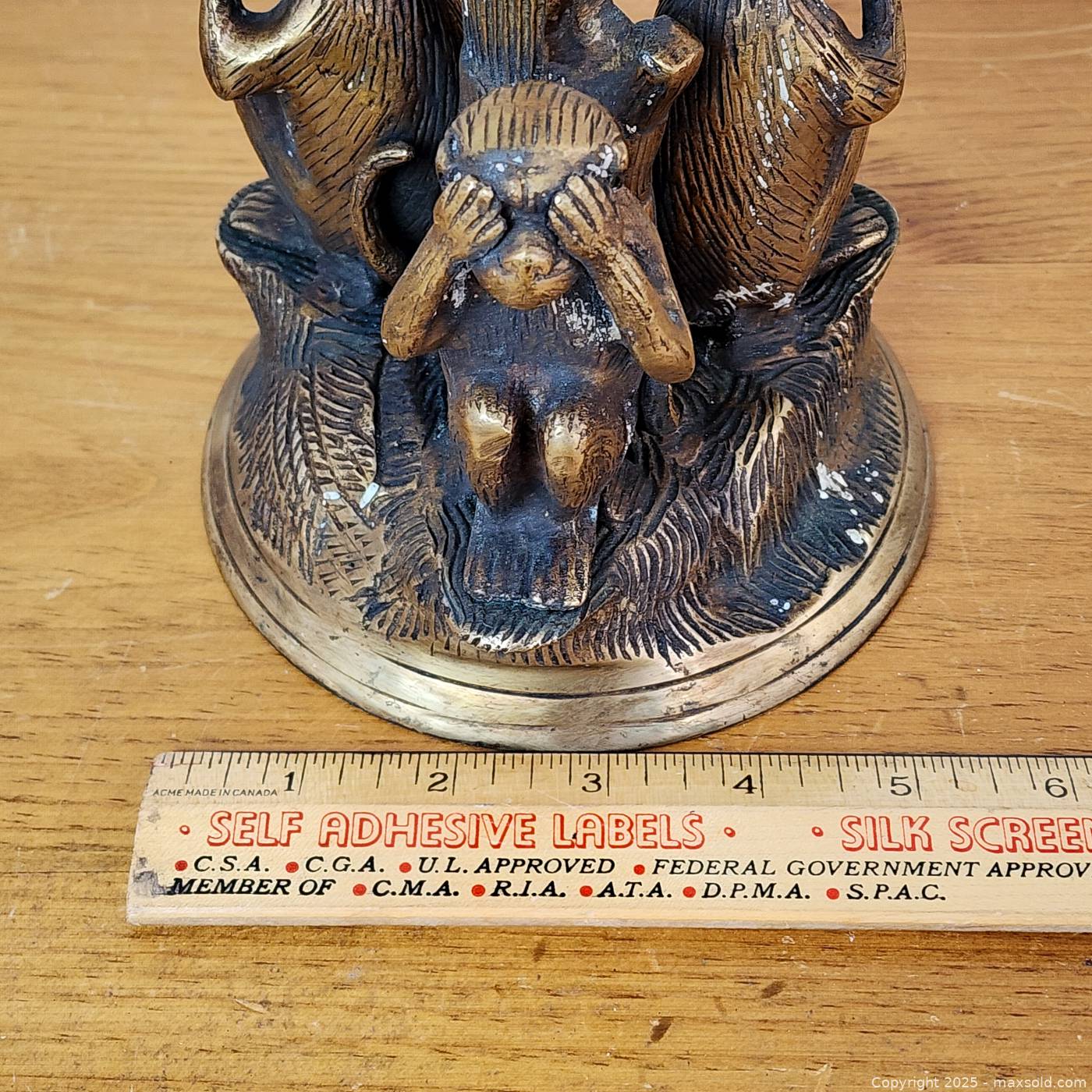 Vintage brass three wise monkeys statue | Maxsold