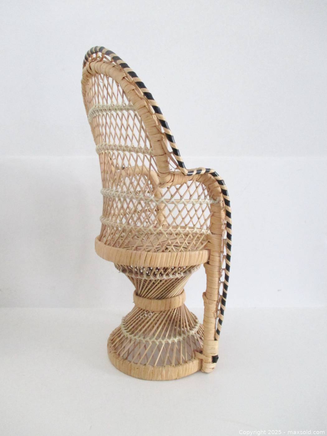 Wicker Peacock Chair Plant Stand & 3-Pocket Organizer | Maxsold