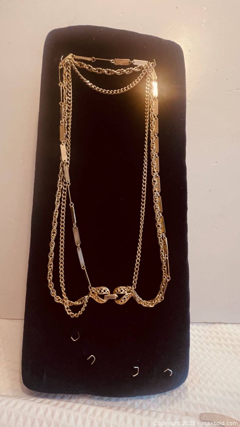 Multi-layered gold-tone chain necklace | Maxsold