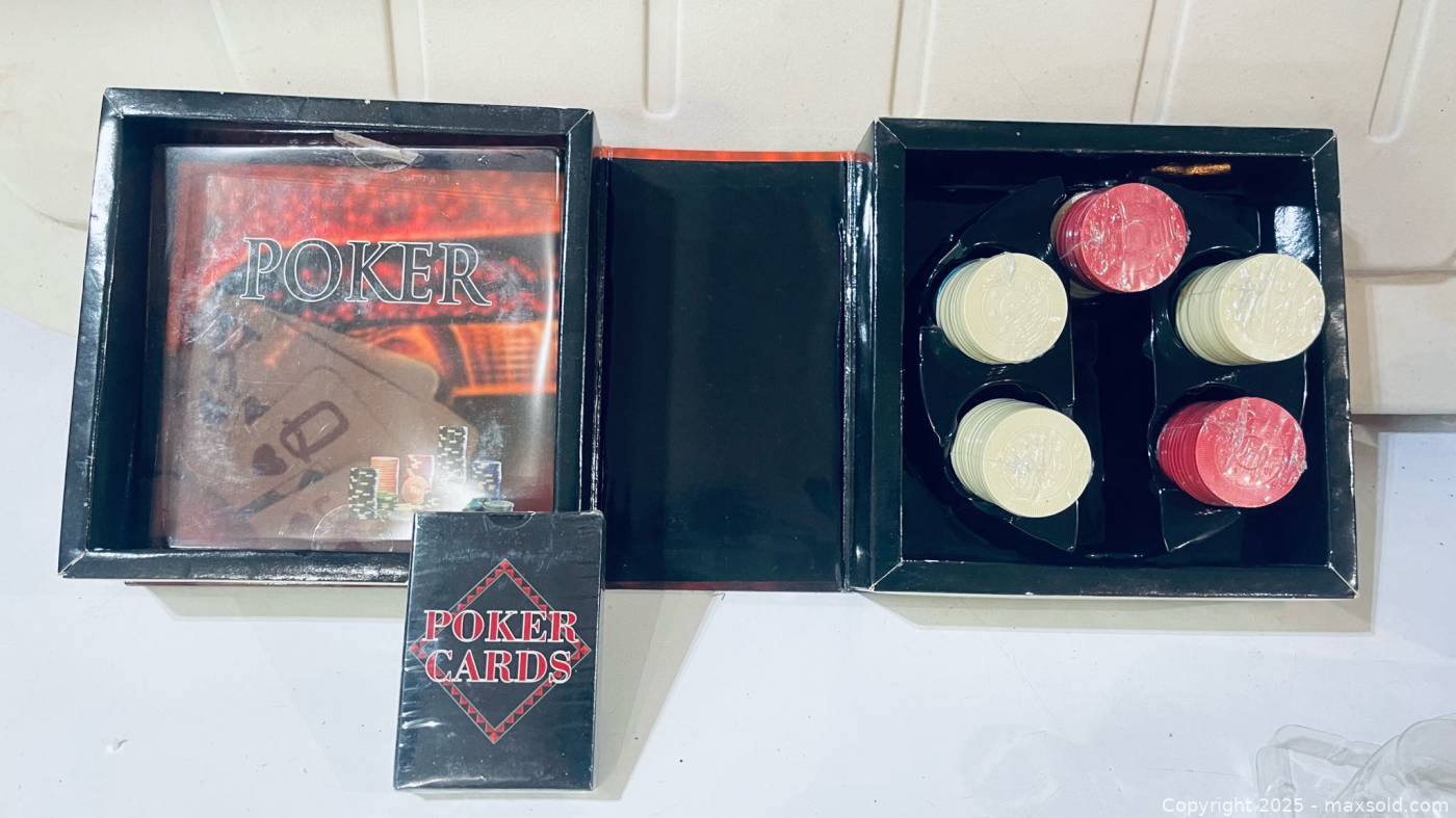 Boxed poker set with chips and cards | Maxsold