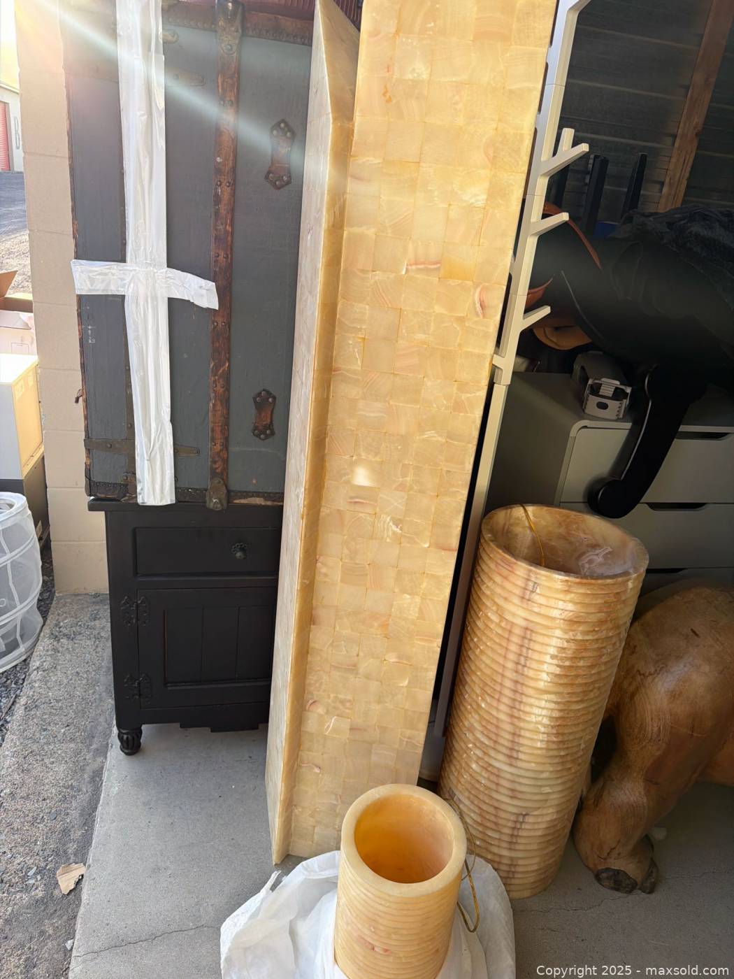 Mexican onyx stone lamps, 71" floor, 2 table | Maxsold