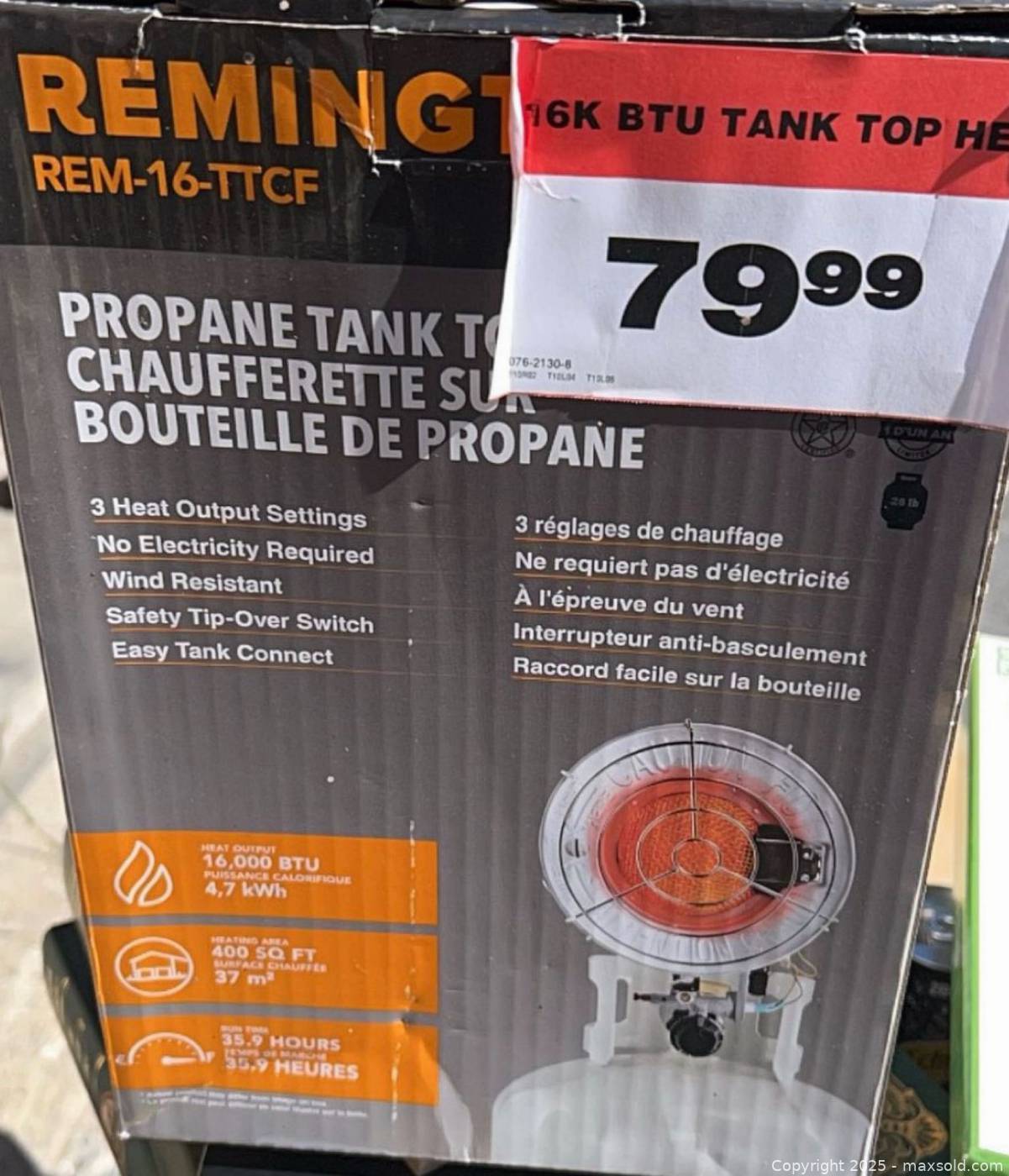 Remington 16K BTU Propane Tank Top Heater | Maxsold