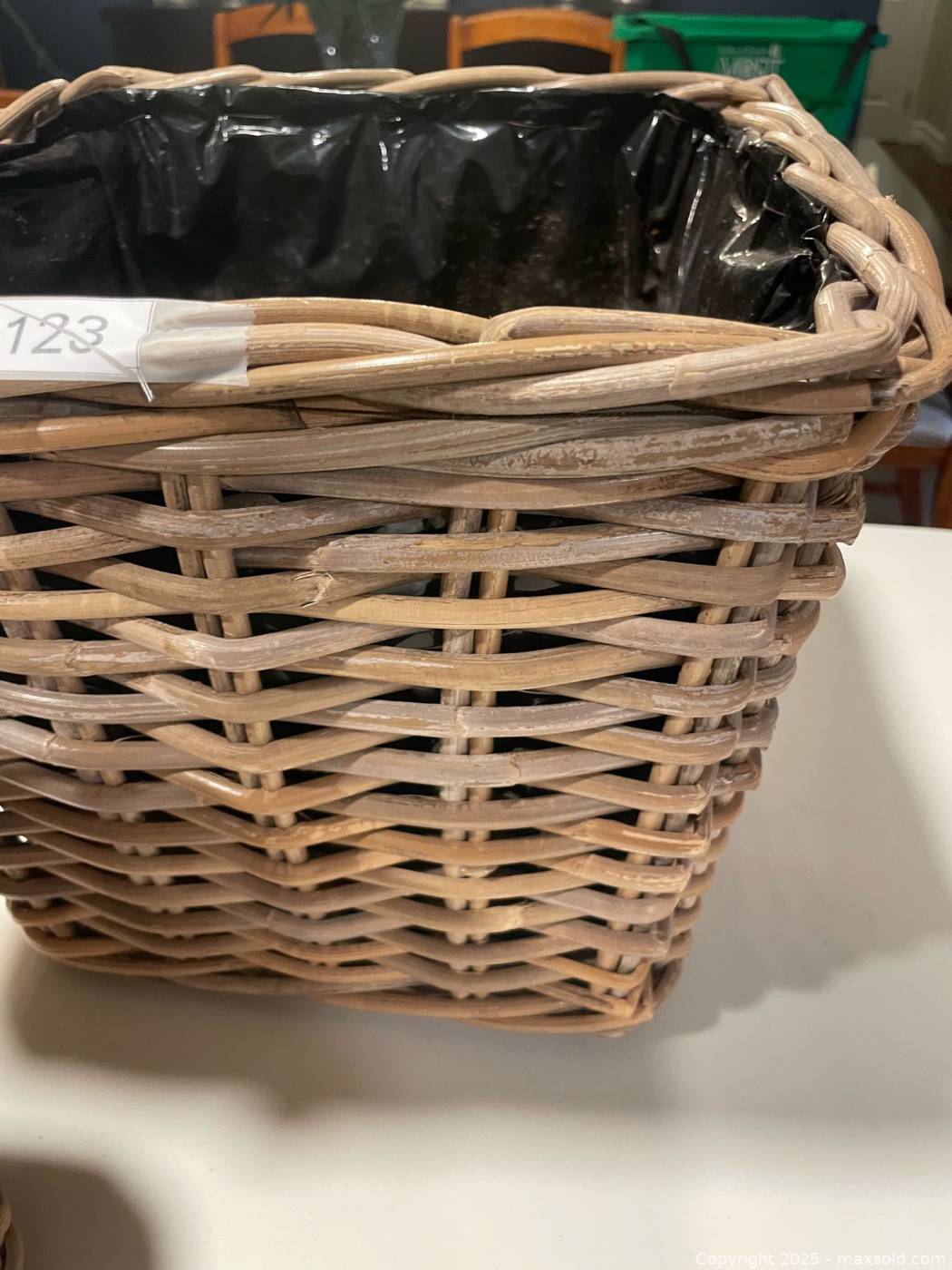 Three wicker square planters | Maxsold