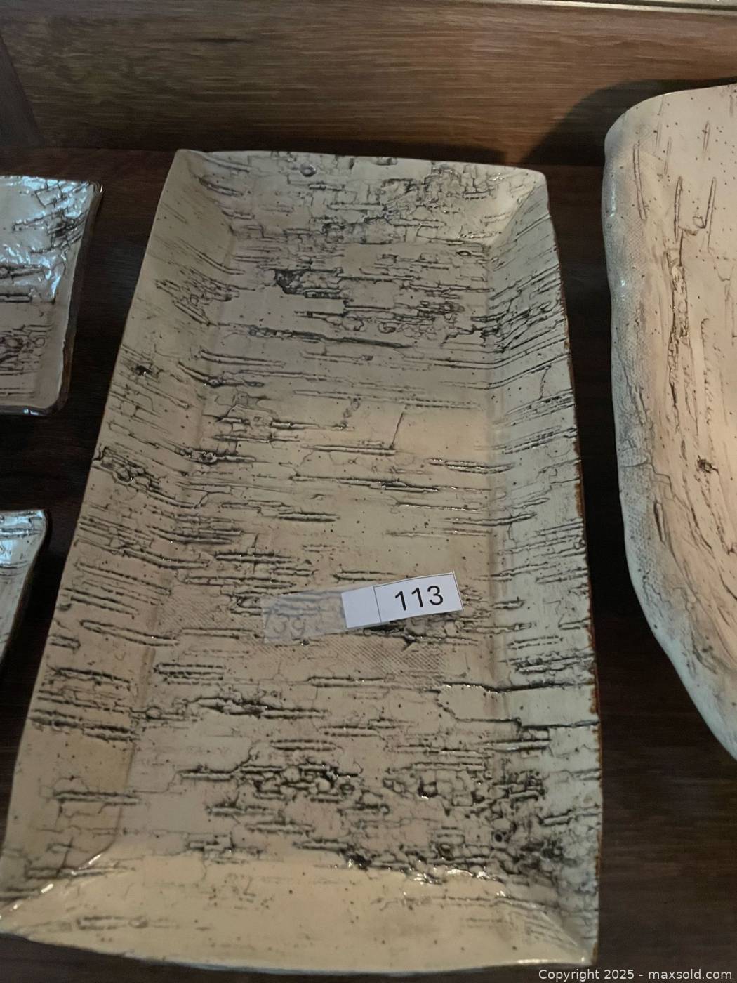 Pottery serving dishes, birch imprint, 5 pcs | Maxsold