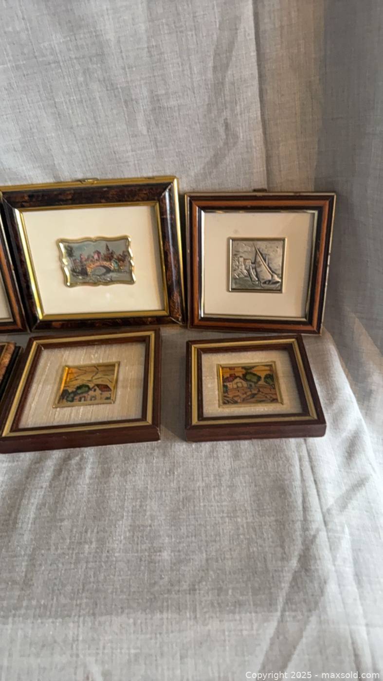 6 miniature embossed metal wall art plaques | Maxsold