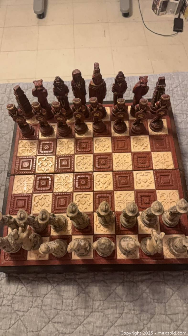 Ornate Resin Historical Chess Set with Board | Maxsold