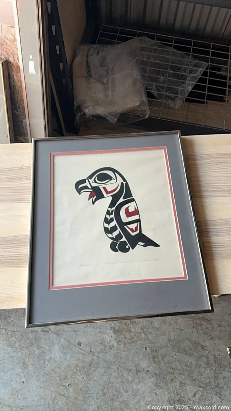Signed Indigenous framed Indigenous art print | Maxsold