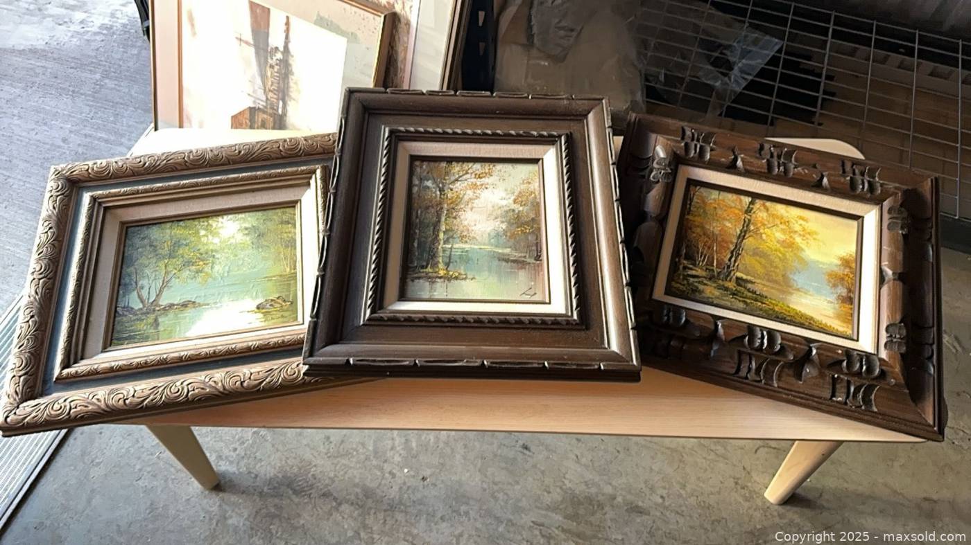 Vintage signed framed landscape paintings set of 3 | Maxsold