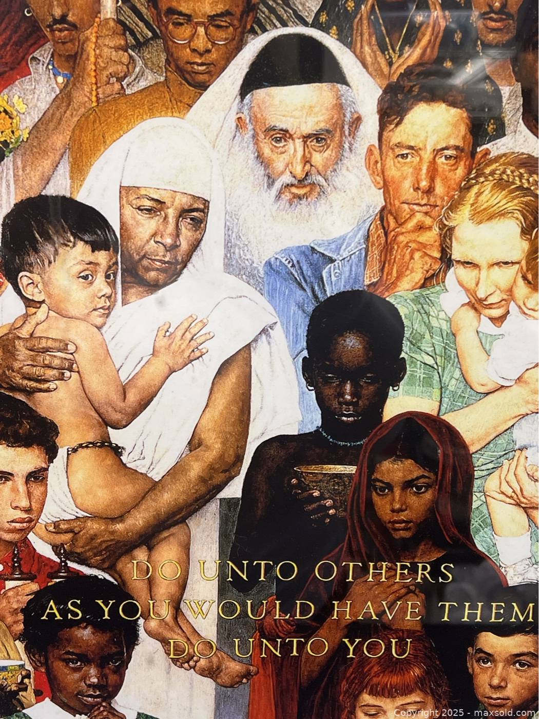 Framed Norman Rockwell Print "Do Unto Others As You Would Have Them Do ...