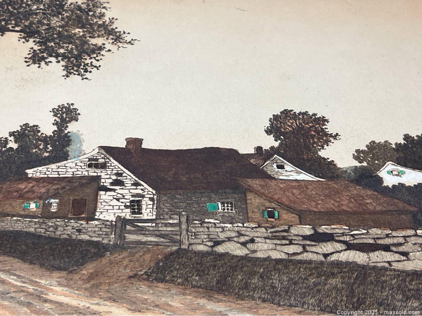 Original watercolor “The Old Elm Road” by Ernest Rost | Maxsold