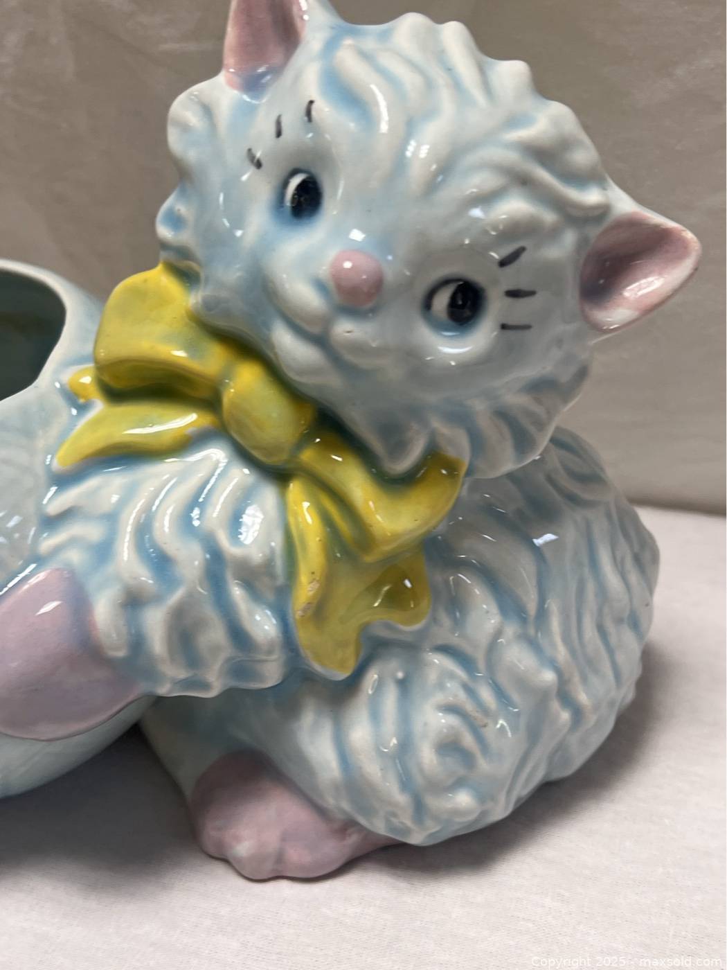 Vintage Anthropomorphic Blue Cat Ceramic Planter | Maxsold