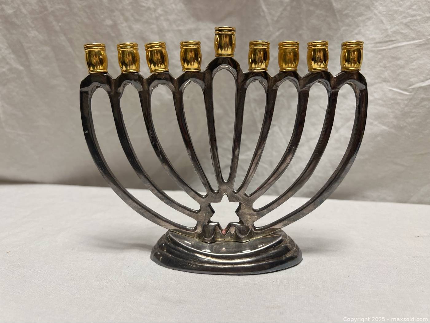 Vintage Metal Menorah, Star of David, 9-Branch | Maxsold