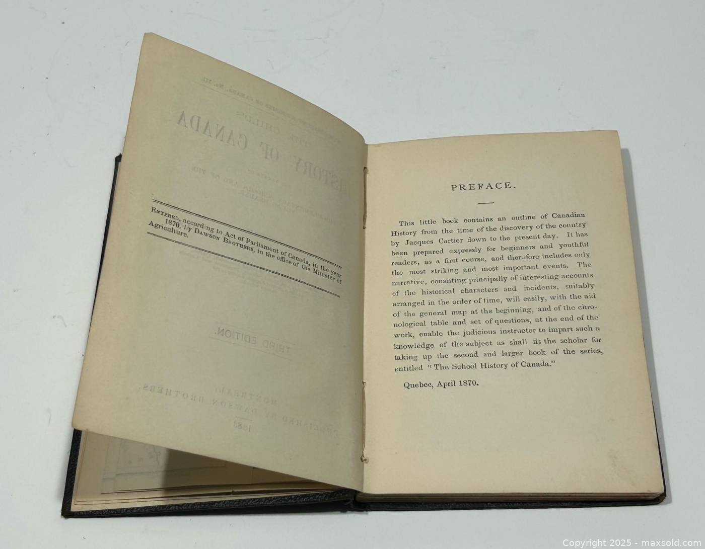 1883 The Child’s History of Canada Book | Maxsold
