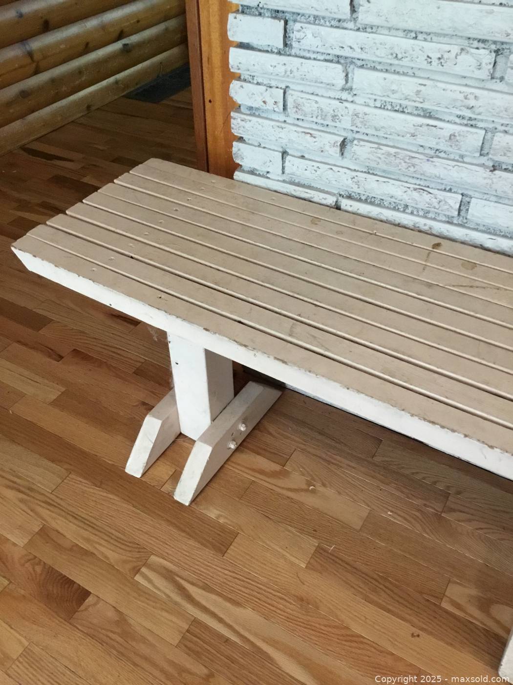 Rustic Wooden Slat Bench | Maxsold