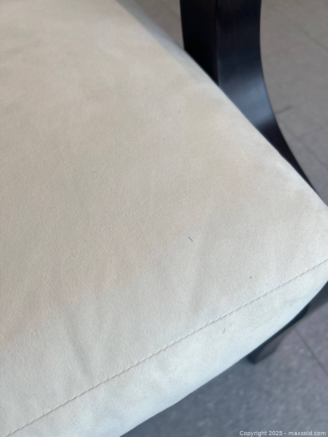 Cream Suede Wood Lounge Chair | Maxsold