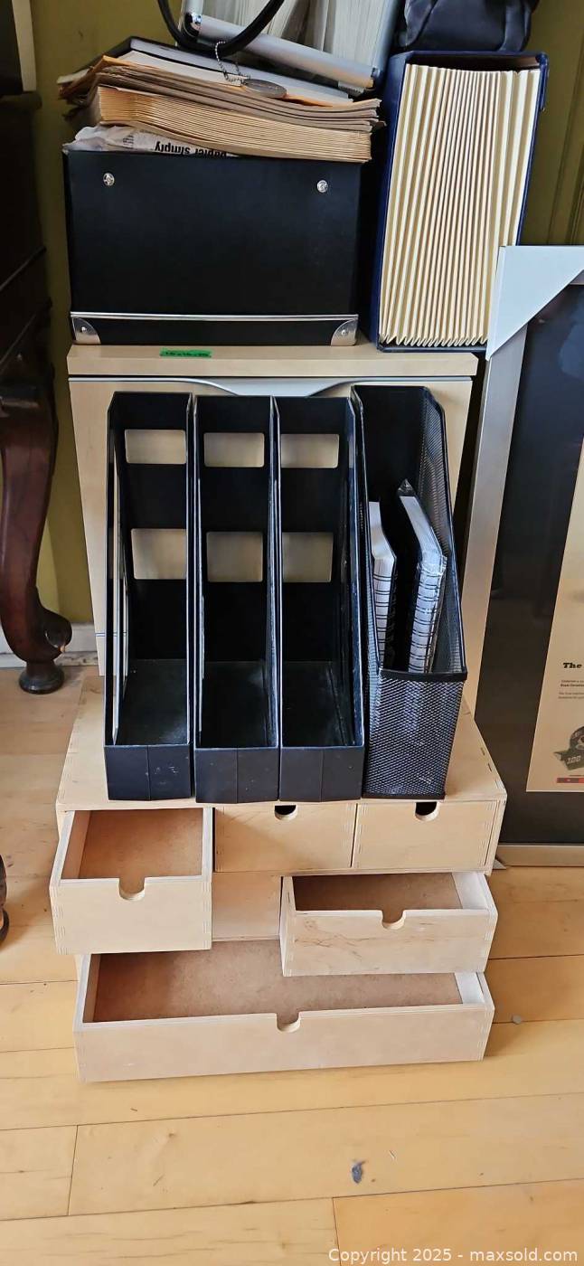 Wood Filing Cabinet, Print, Office Supplies | Maxsold