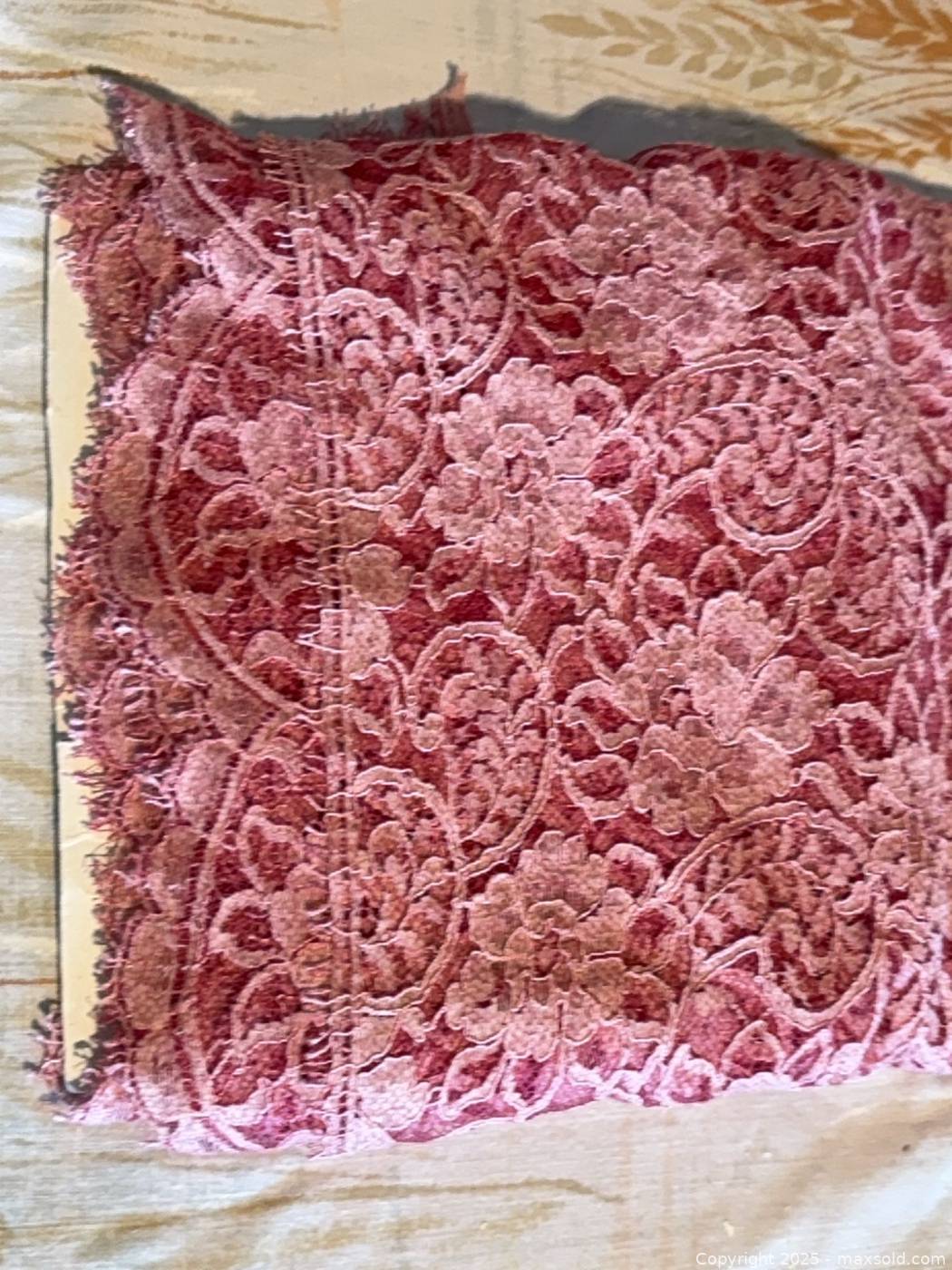 Vintage silk floral lace fabric roll | Maxsold